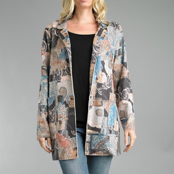Tempo Paris | Jackets & Coats | New Tempo Multi Colored Mosaic Print Suede Jacket | Poshmark